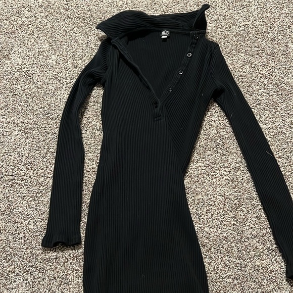 BDG | Dresses | Collared Midi Black Button Down Ribbed Dress Black ...